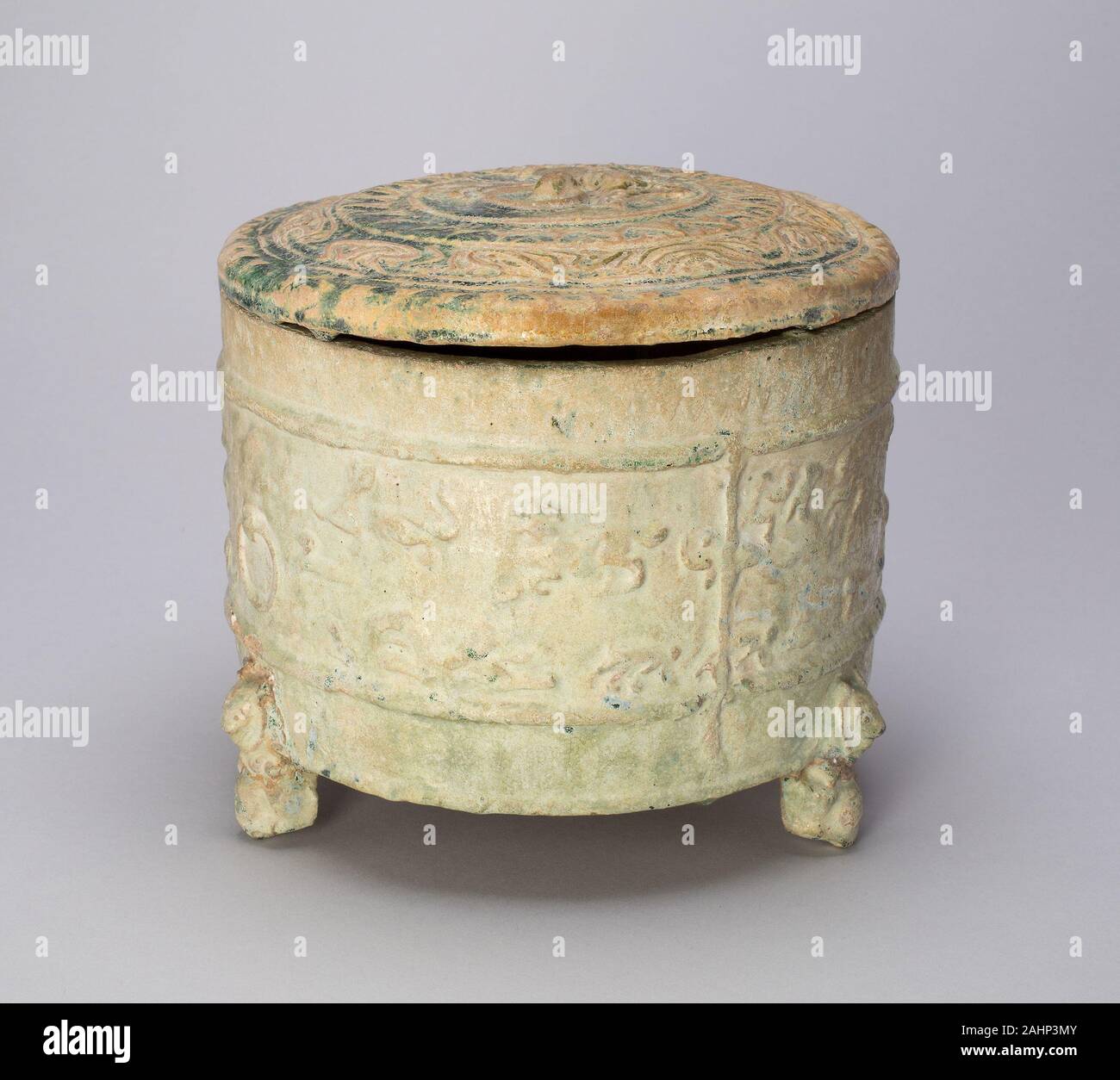 Tripod Cylindrical Jar (Lian or Zun) with Equestrians and Creatures ...