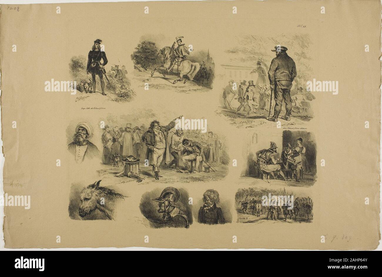 Denis Auguste Marie Raffet. Sheet of Sketches. 1829. France. Lithograph ...