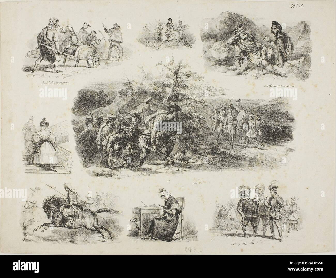 Denis Auguste Marie Raffet. Sheet of Sketches. 1829. France. Lithograph ...