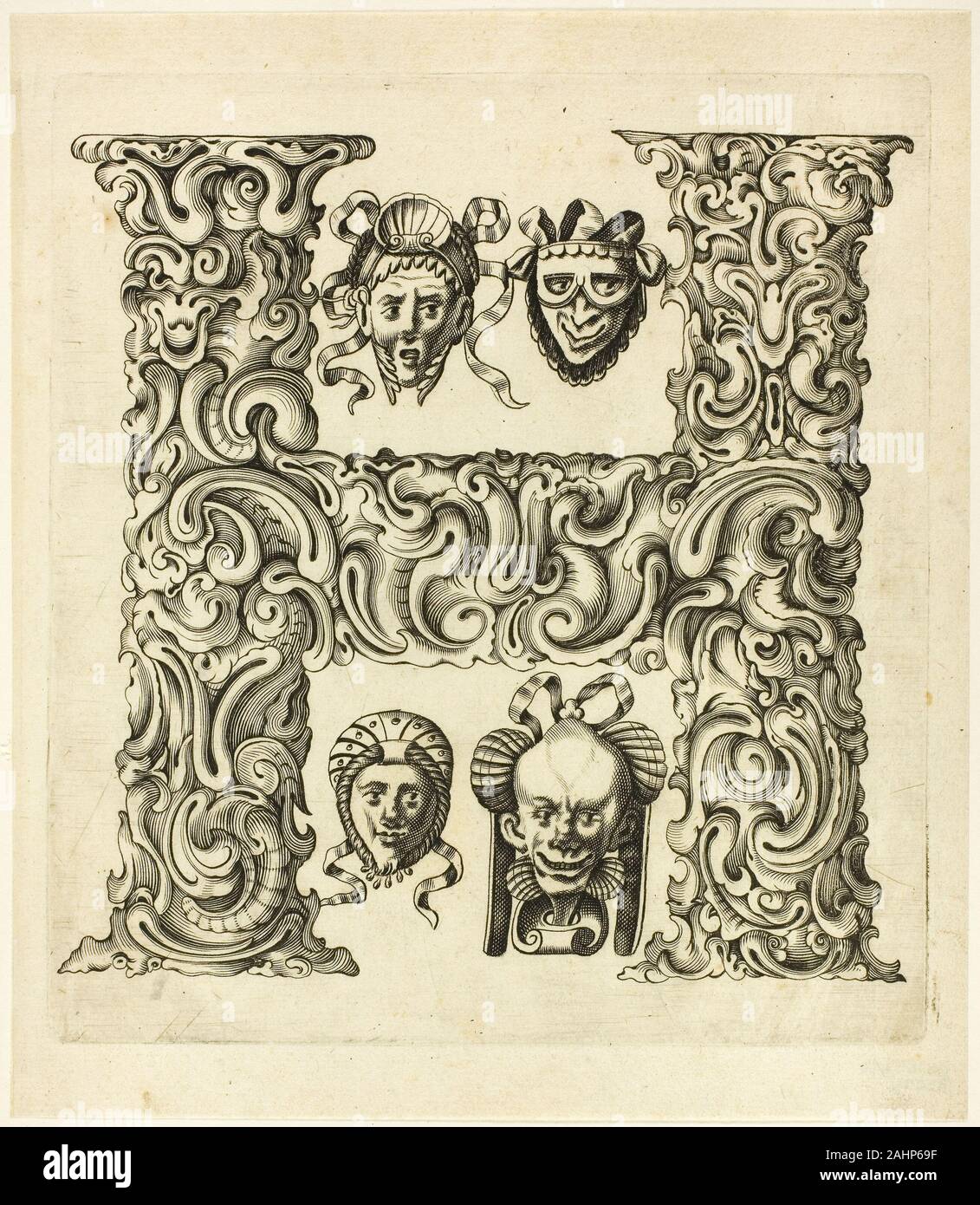 Peter Aubry. Letter H. 1630. Germany. Engraving on paper Stock Photo ...