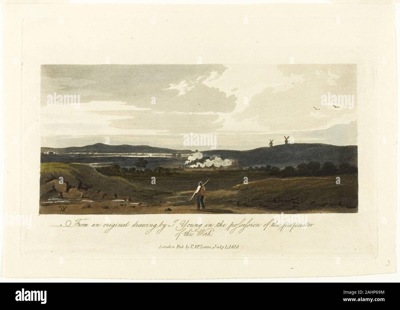 J. Young. Landscape. 1818. England. Aquatint and etching in black with ...