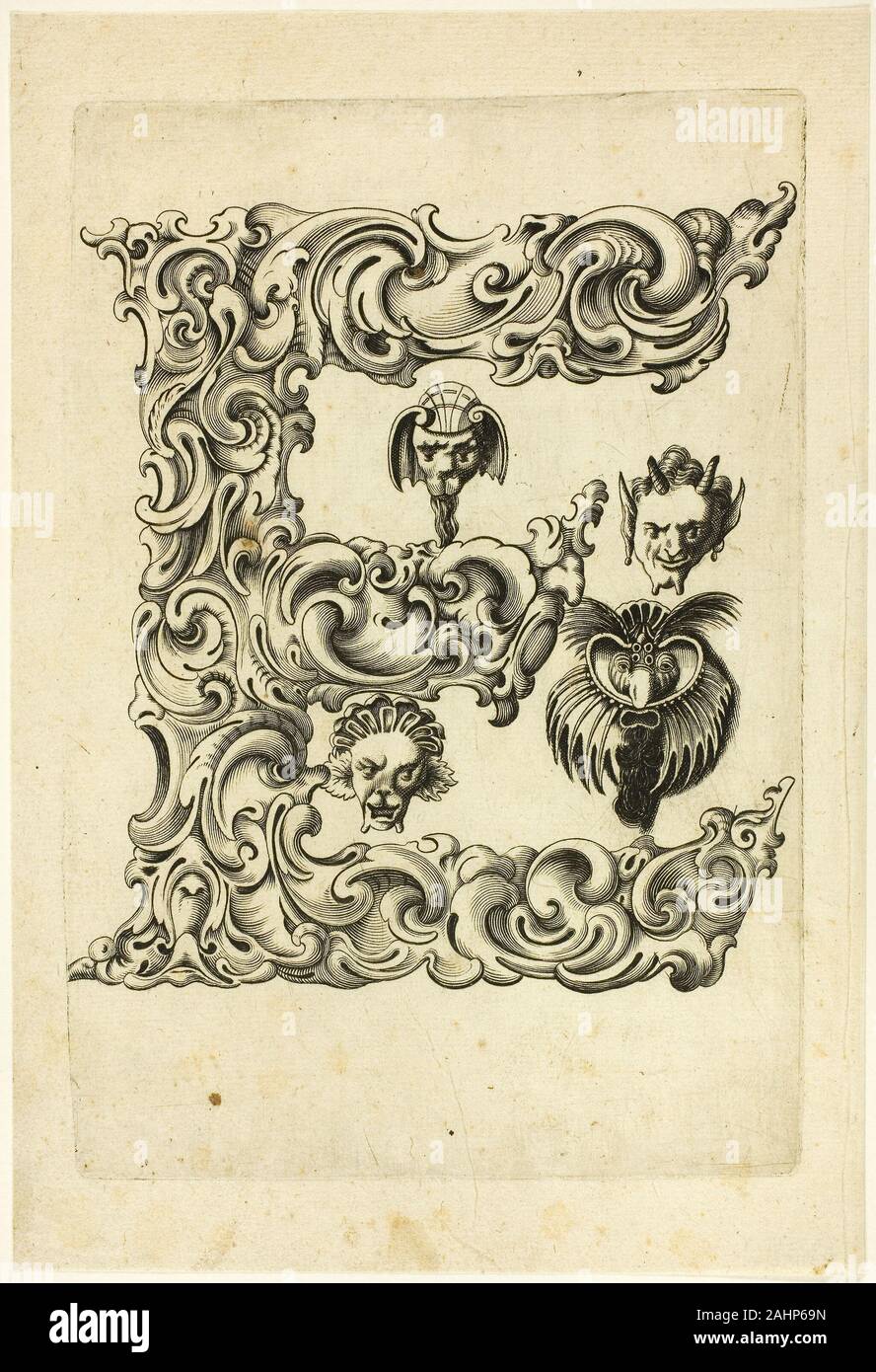 Peter Aubry. Letter E. 1630. Germany. Engraving on paper Stock Photo ...