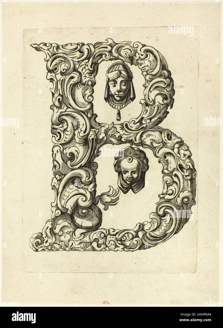 Peter Aubry. Letter B. 1630. Germany. Engraving on paper Stock Photo ...