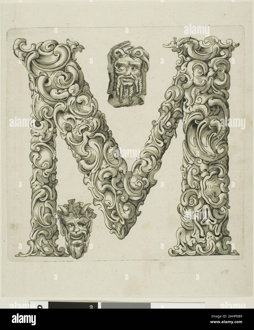 Peter Aubry. Letter M. 1630. Germany. Engraving on paper Stock Photo ...