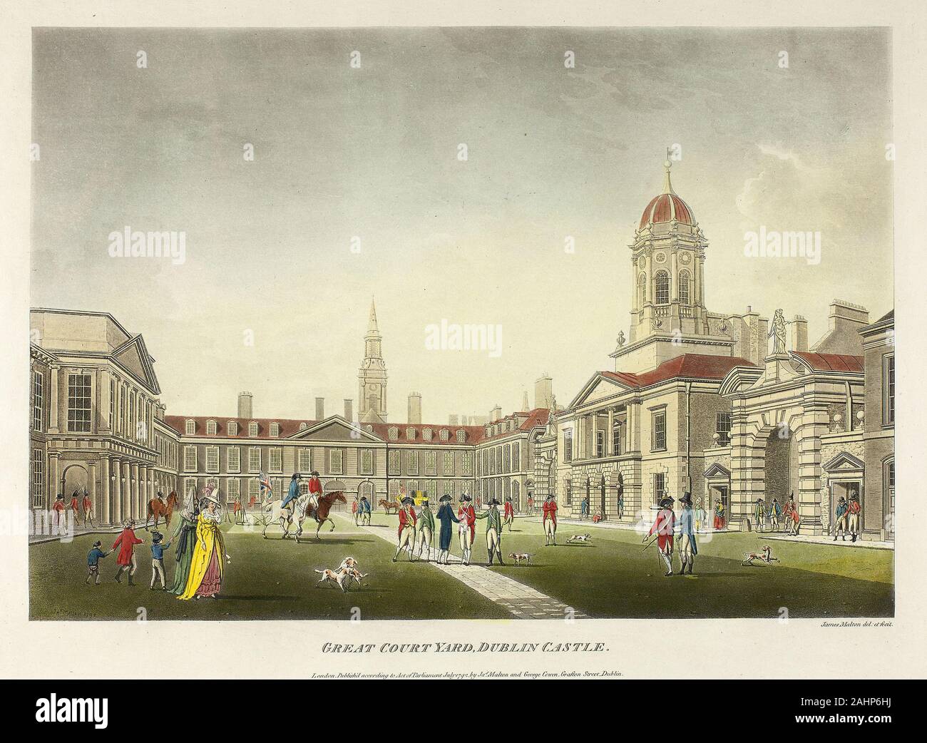 James Malton. Great Courtyard, Dublin Castle. 1792. England. Hand ...