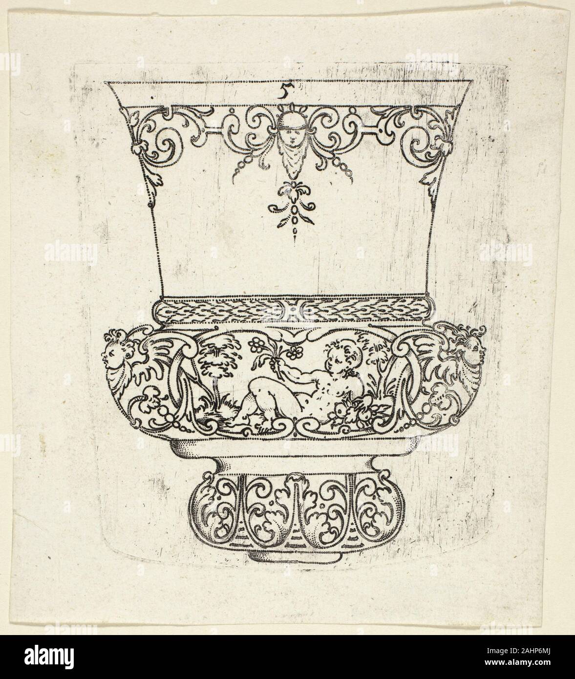 Master A.P.. Plate 5, from twenty ornamental designs for goblets and ...