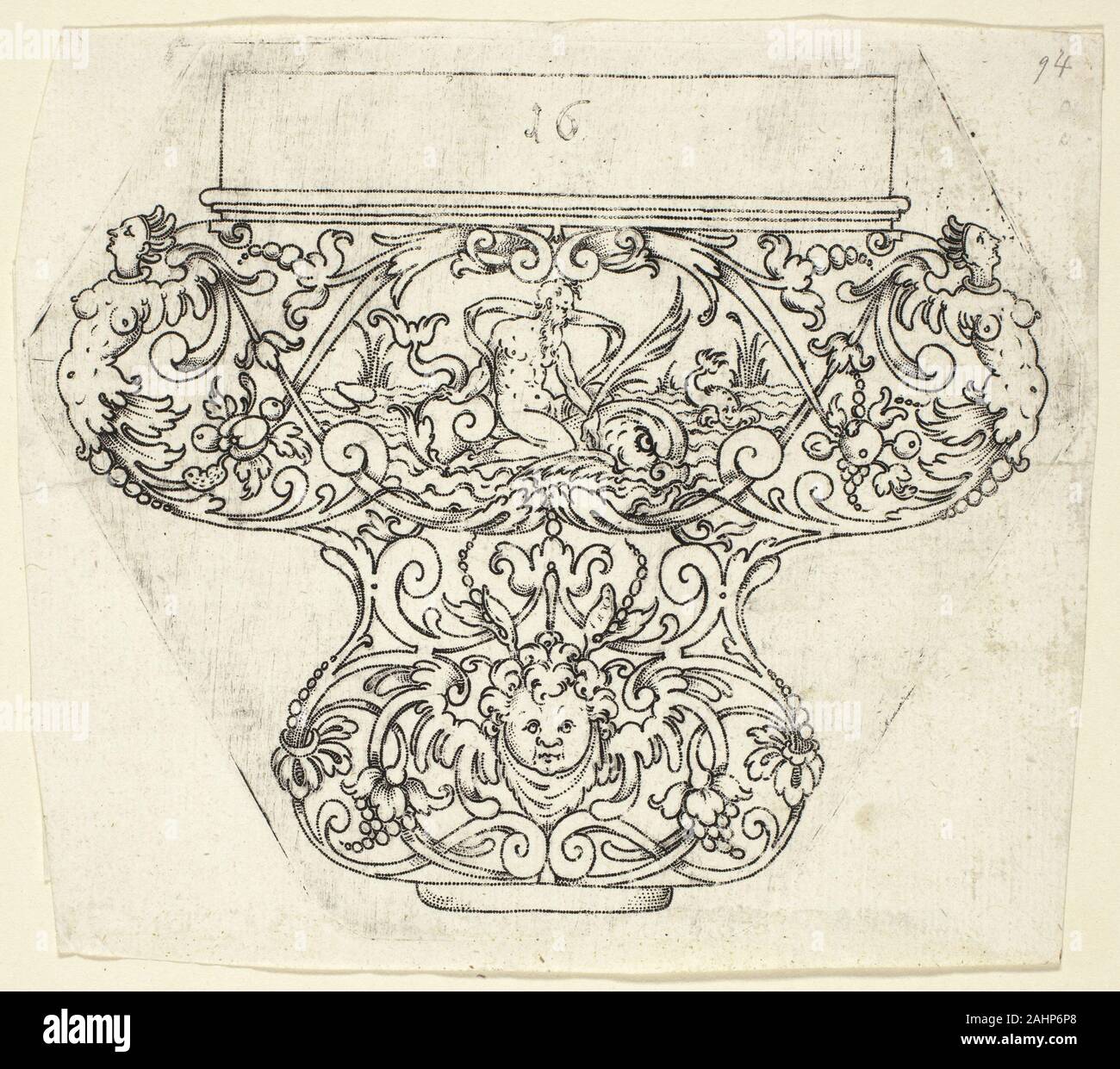 Master A.P.. Plate 16, from twenty ornamental designs for goblets and ...
