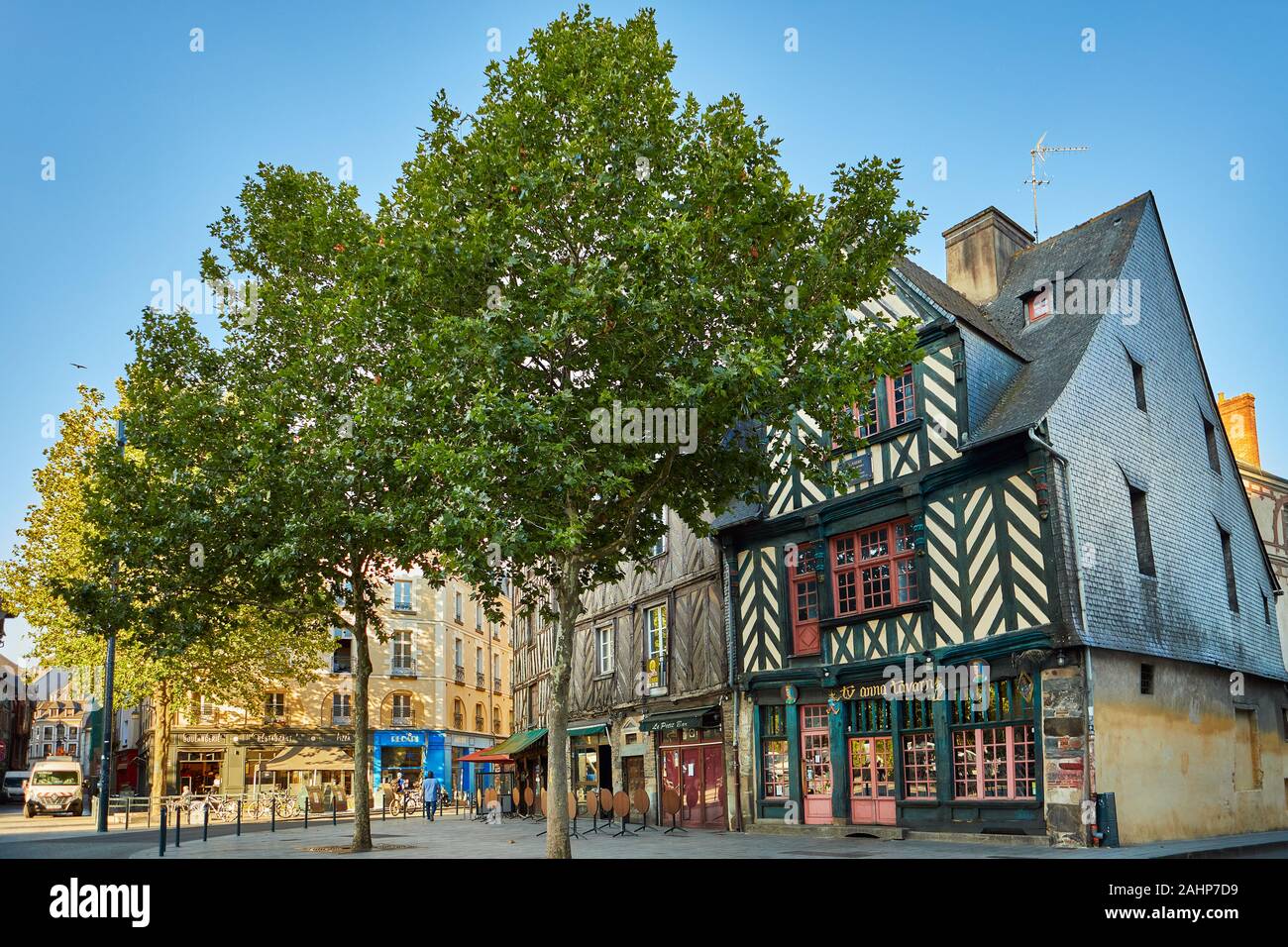 Image of Place Sainte-Anne in Rennes, Brittany, France. Rennes is the ...