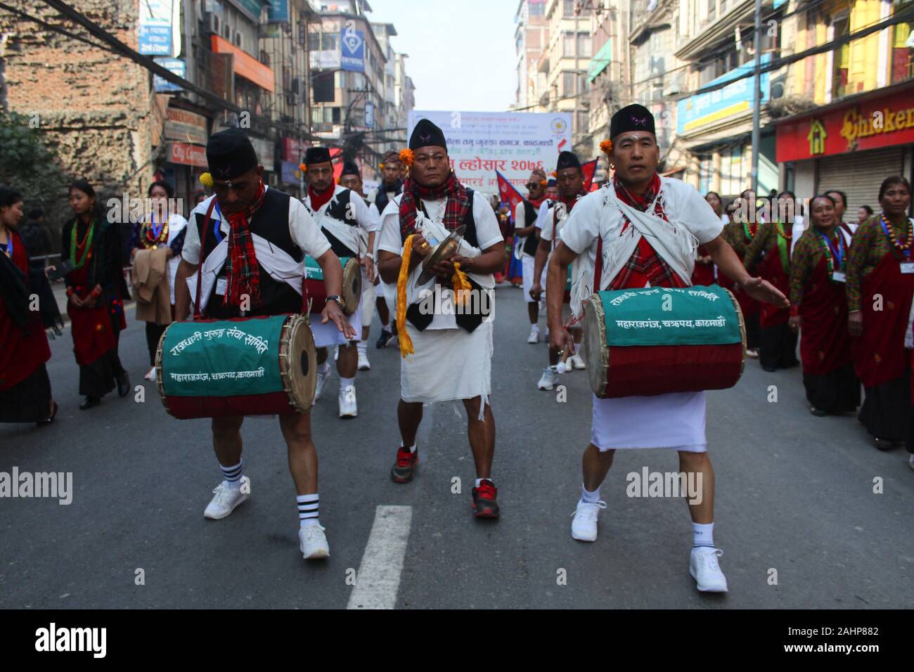 Kathmandu, Nepal. 31st Dec, 2019. Nepalese people from ethnic Gurung ...