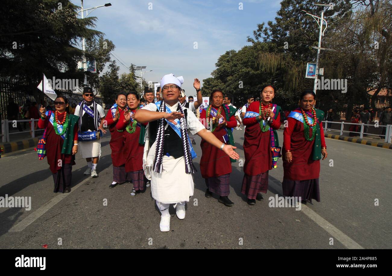 Kathmandu, Nepal. 31st Dec, 2019. Nepalese people from ethnic Gurung ...