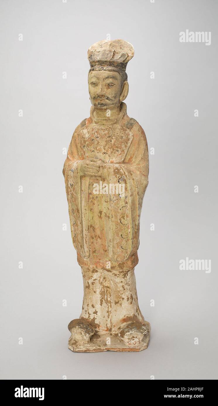 Standing Court Official. 618 AD–907 AD. China. Earthenware with painted ...