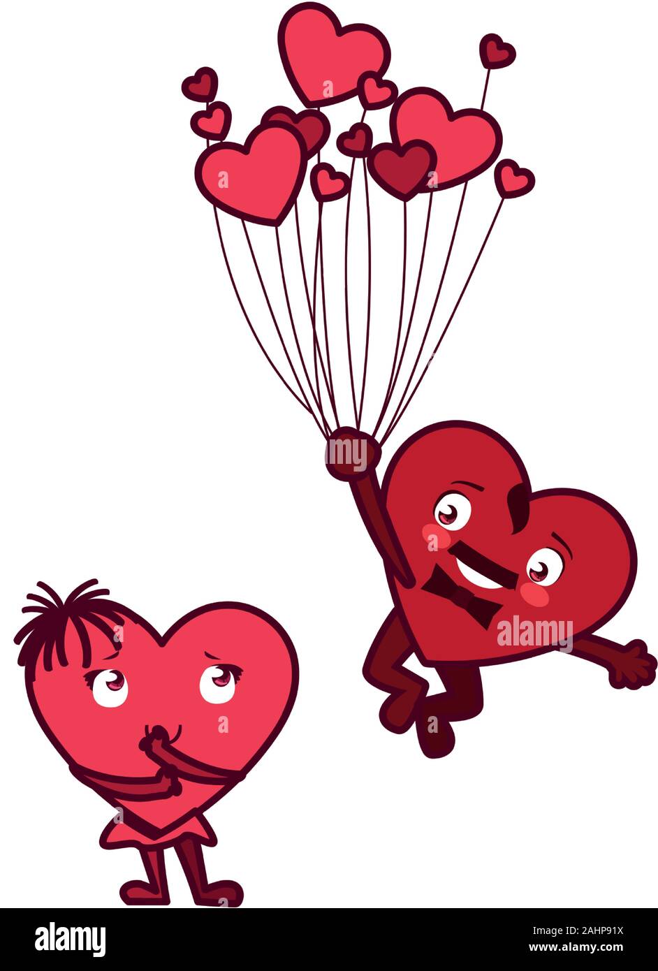 Female and male hearts couple cartoons design of love passion romantic ...