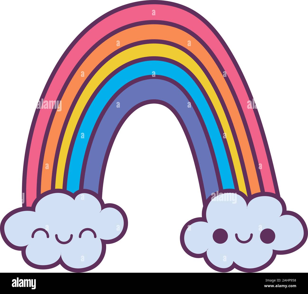 rainbow cartoon design, Kawaii expression cute character funny and ...
