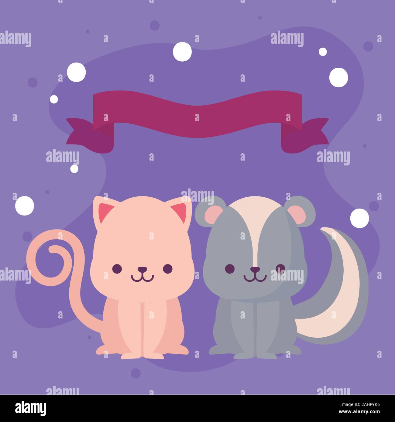 Cute cat and skunk cartoons design, Animals zoo life nature character ...