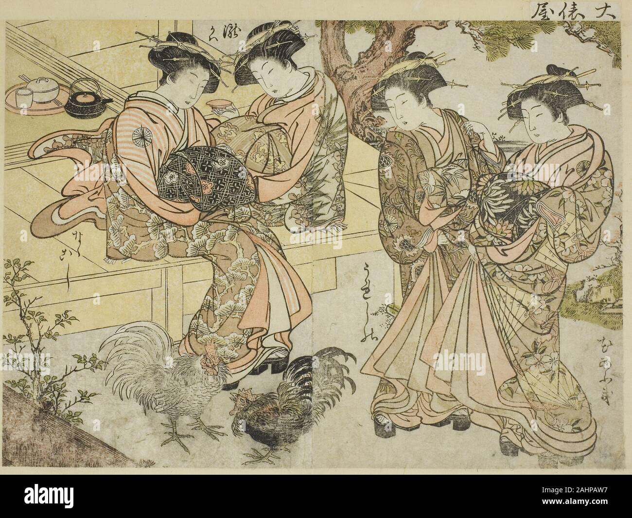 Kitao Shigemasa. Courtesans of Ogiya, from the book Mirror of Beautiful ...
