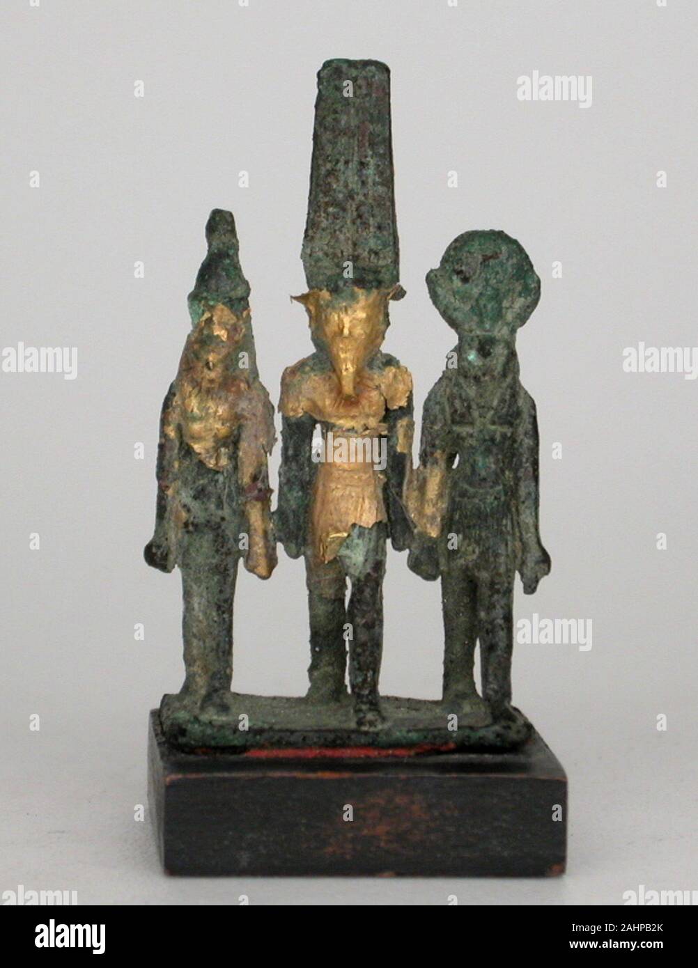 Ancient Egyptian. Statuette of the Theban Triad, Amun, Mut, and Khonsu ...