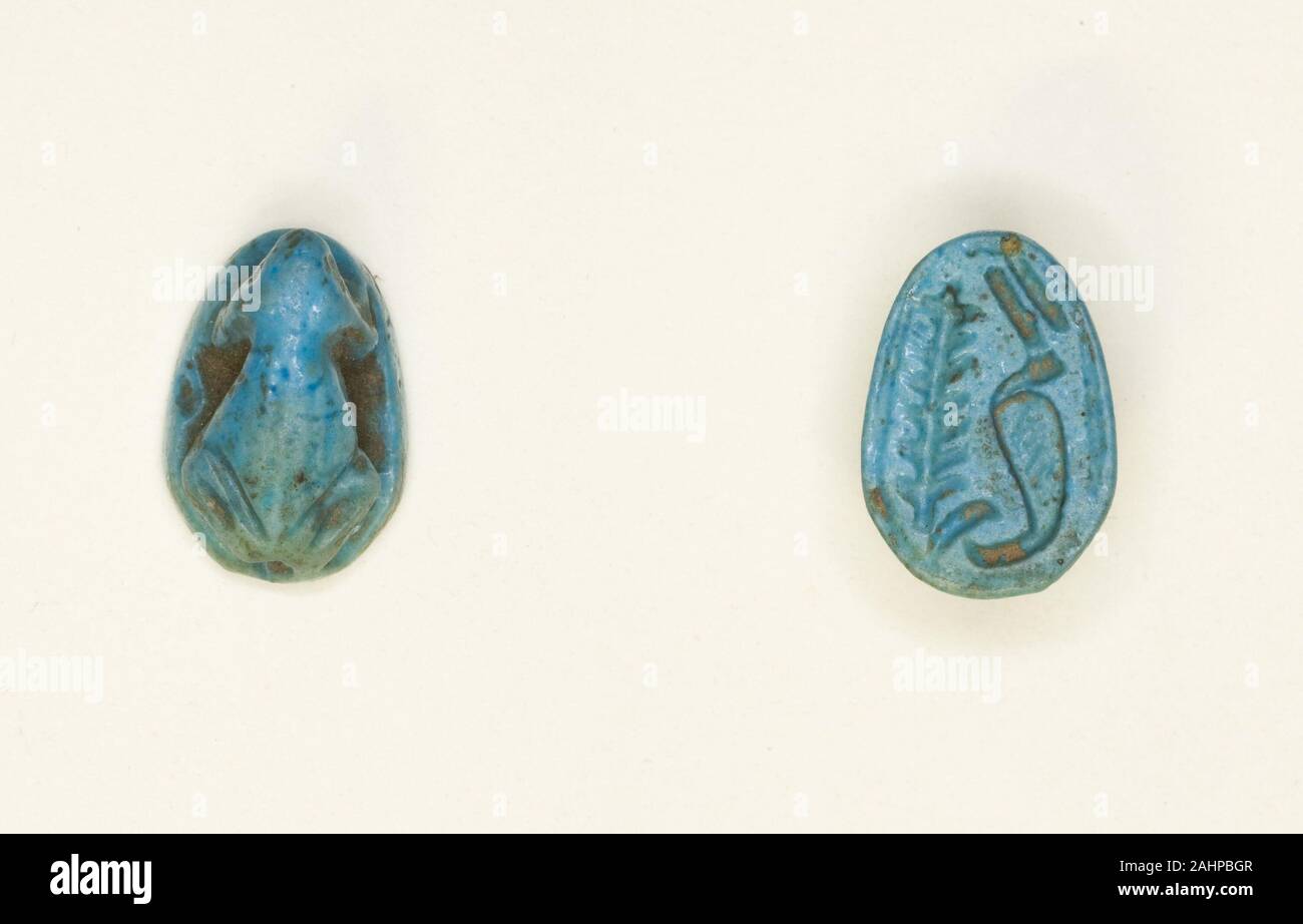 Ancient Egyptian. Scaraboid Frog. 1550 BC–1069 BC. Egypt. Faience Stock ...