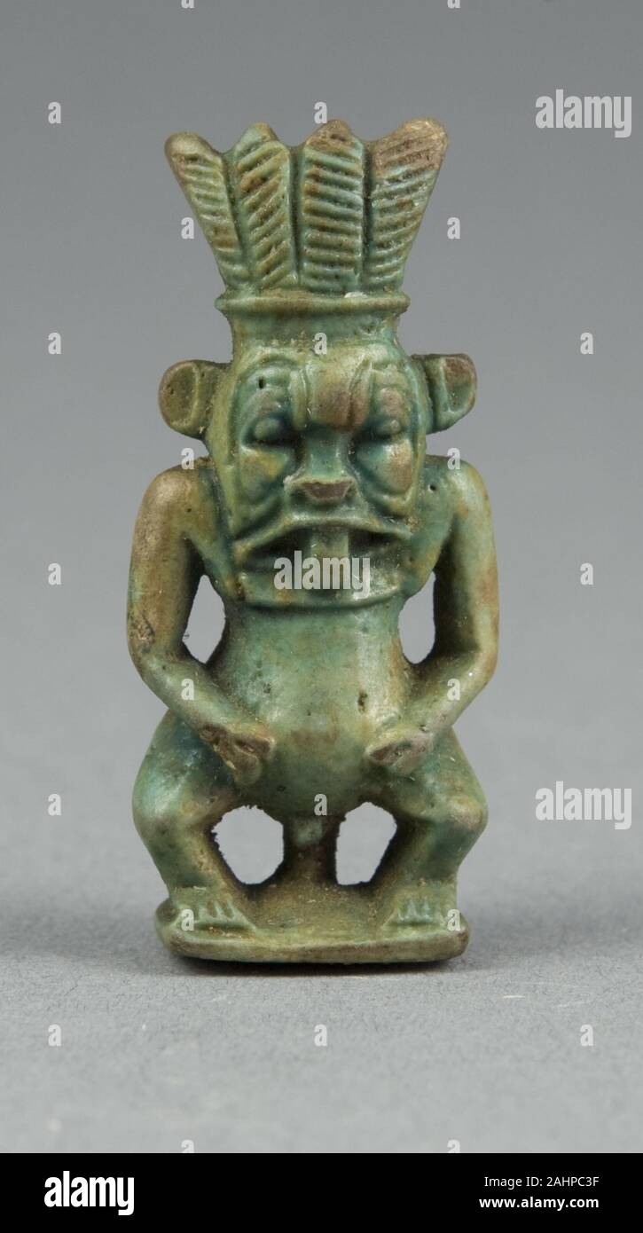 Ancient Egyptian. Amulet of the God Bes. 1070 BC–656 BC. Egypt. Faience ...