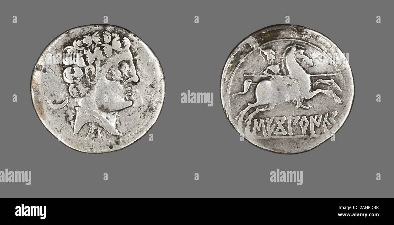 Ancient Roman. Denarius (Coin) Depicting a Laureate. 100 BC–50 BC. Rome ...