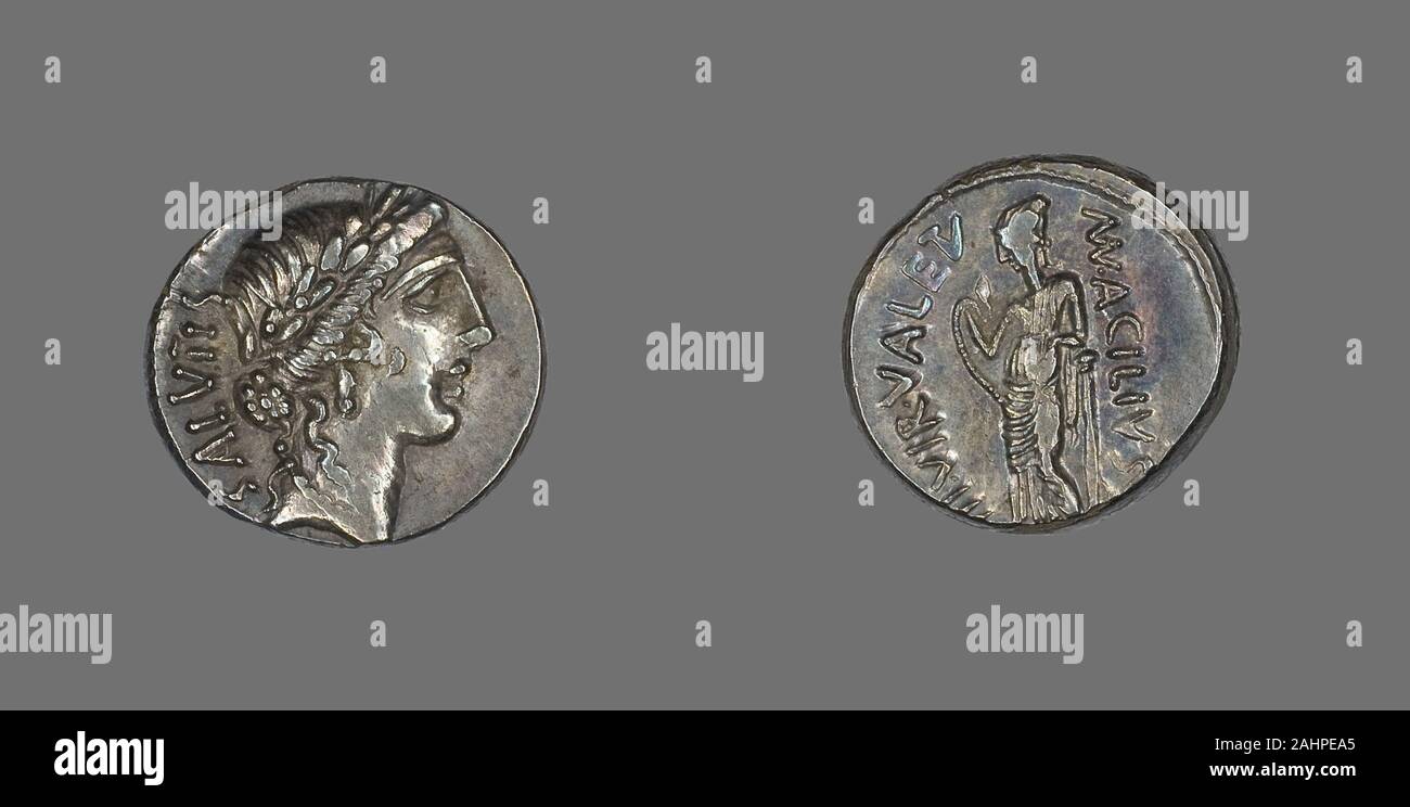 Ancient Roman. Denarius (Coin) Depicting the Goddess Salus. 49 BC ...