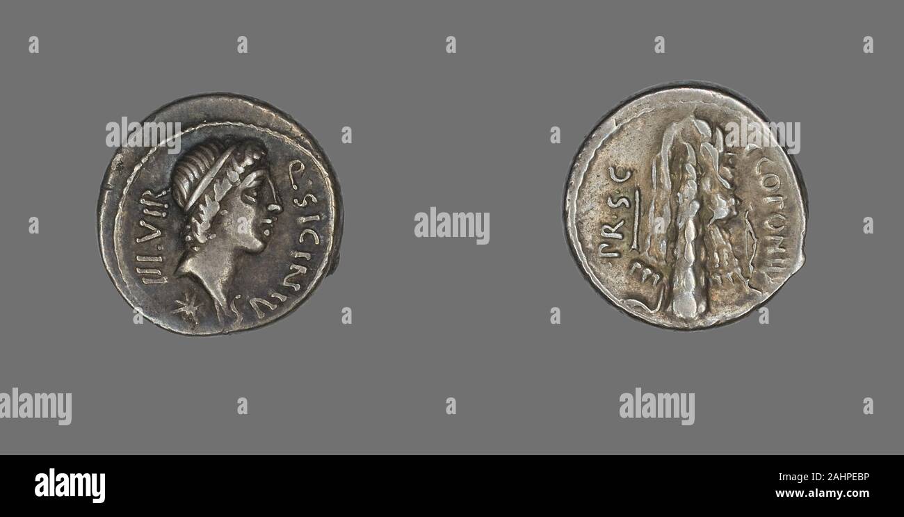 Ancient Roman. Denarius (Coin) Depicting the God Apollo. 49 BC. Roman ...