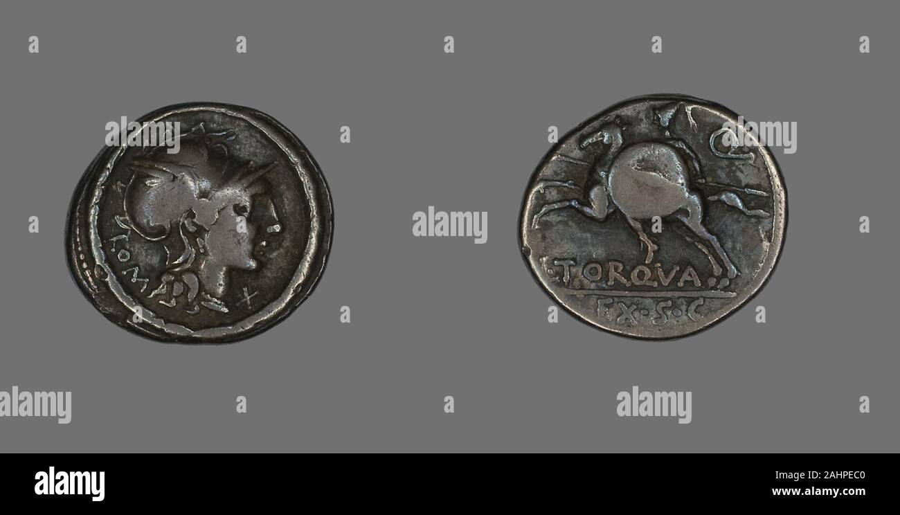 Ancient Roman. Denarius (Coin) Depicting the Goddess Roma. 113 BC–112 ...