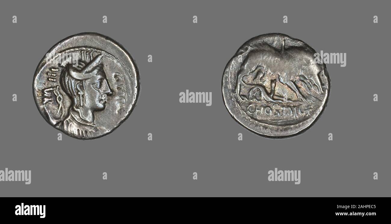 Ancient Roman. Denarius (Coin) Depicting the Goddess Diana. 68 BC ...