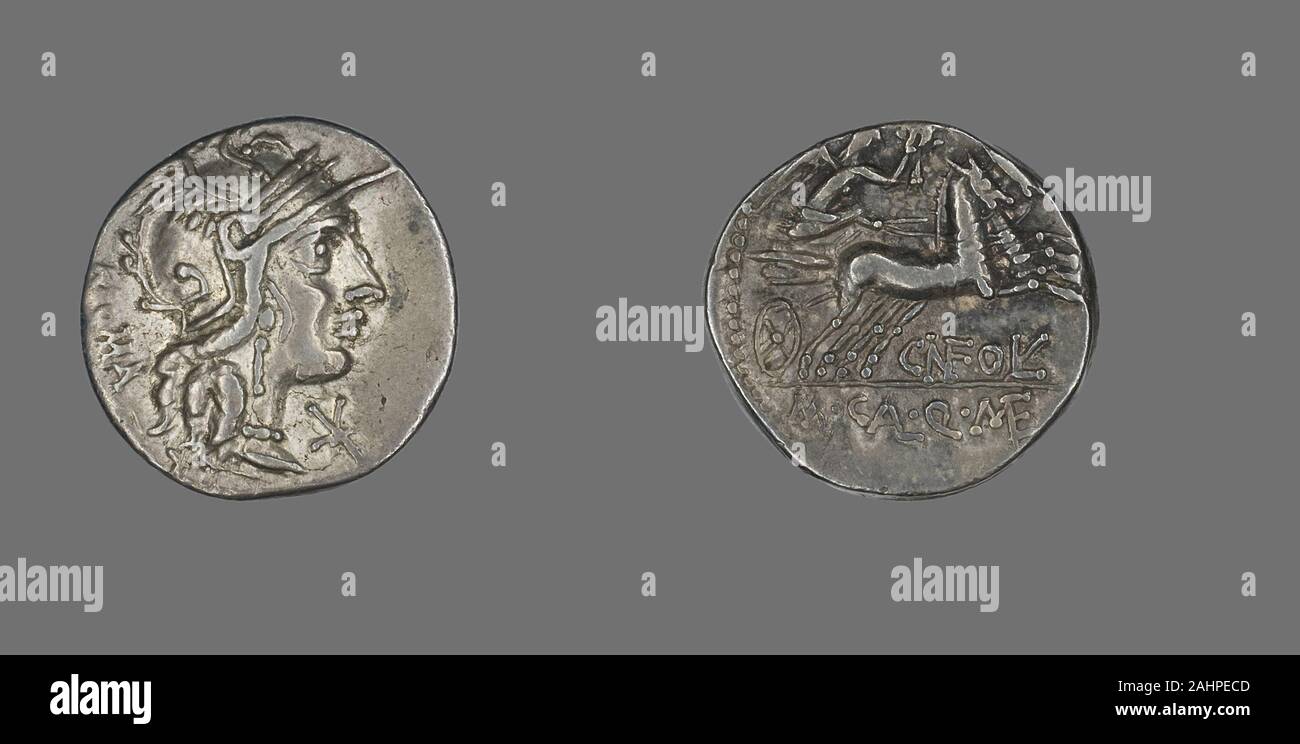 Ancient Roman. Denarius (Coin) Depicting the Goddess Roma ( ). 117 BC ...