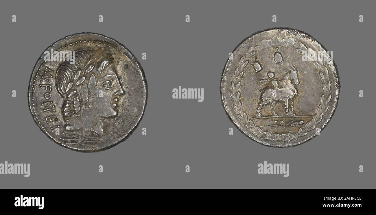 Ancient Roman. Denarius (Coin) Depicting the God Apollo. 85 BC. Roman ...