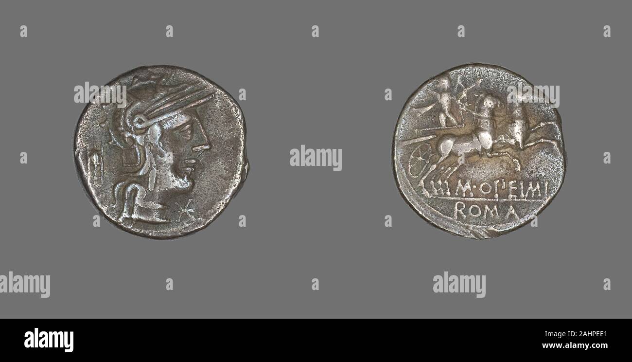 Ancient Roman. Denarius (Coin) Depicting the Goddess Roma. 131 BC ...