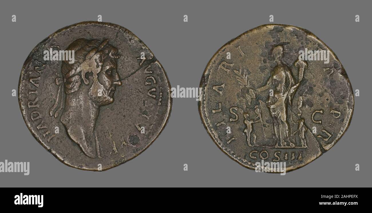 Ancient Roman. Sestertius (Coin) Portraying Emperor Hadrian. 128 AD–132 ...