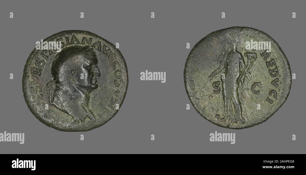 Ancient Roman. Dupondius (Coin) Portraying Emperor Vespasian. 77 AD–78 ...