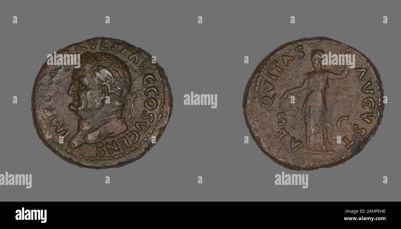 Ancient Roman. As (Coin) Depicting a Laureate. 74 AD. Roman Empire ...