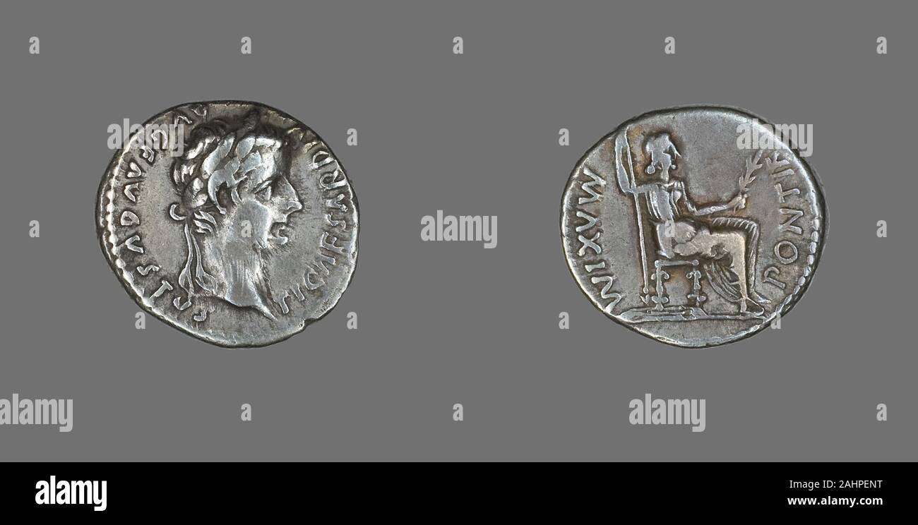Ancient Roman. Denarius (Coin) Portraying Emperor Augustus. 14 AD–37 AD ...