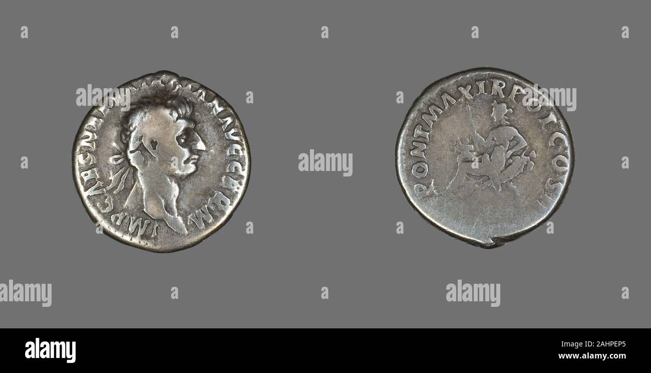 Ancient Roman. Denarius (Coin) Portraying Emperor Trajan. 98 AD–99 AD ...