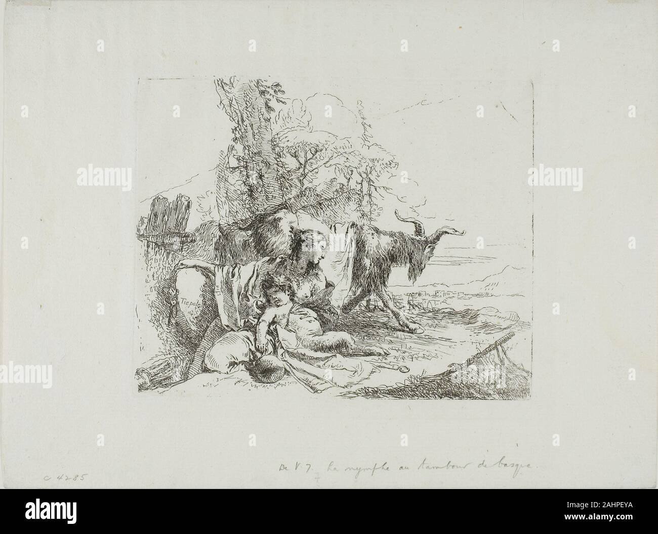 Giambattista Tiepolo. A Nymph with a Small Satyr and Two Goats, from ...