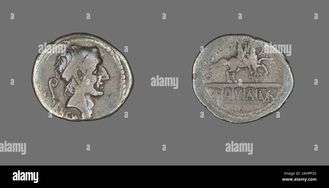 Ancient Roman. Denarius (Coin) Depicting King Ancus Marcius. 56 BC ...