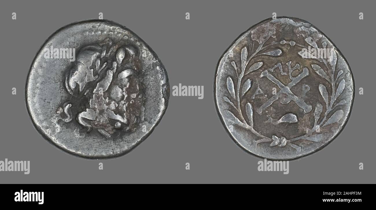 Ancient Greek. Hemidrachm (Coin) Depicting the God Zeus Amarios. 280 BC ...