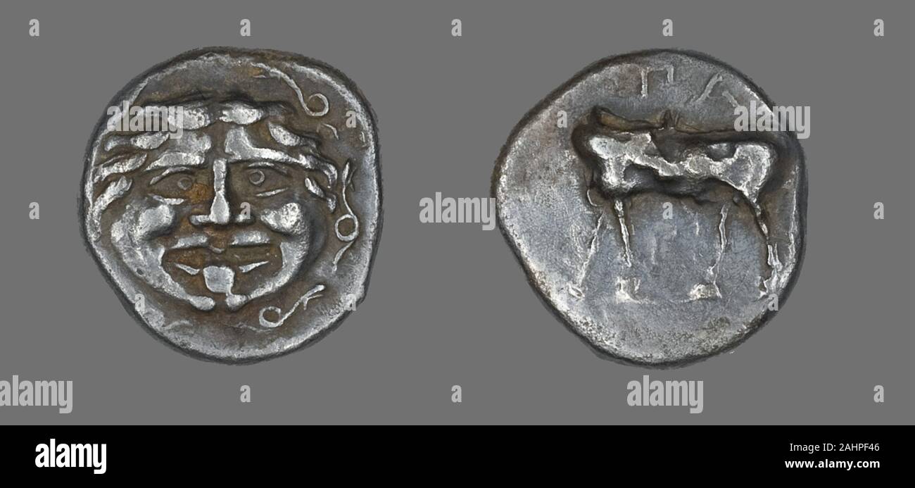 Ancient Greek. Hemidrachm (Coin) Depicting a Gorgoneion. 400 BC ...