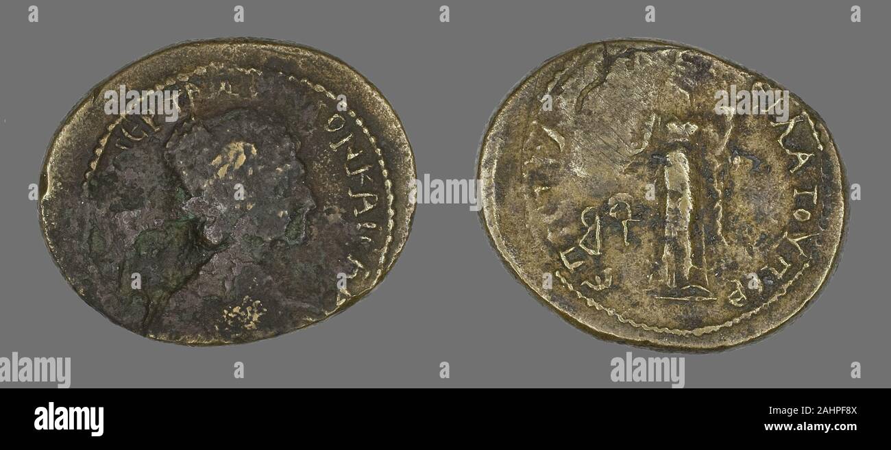 Ancient Roman. Coin Depicting a Female Bust. 98 AD–117 AD. Rome. Bronze ...