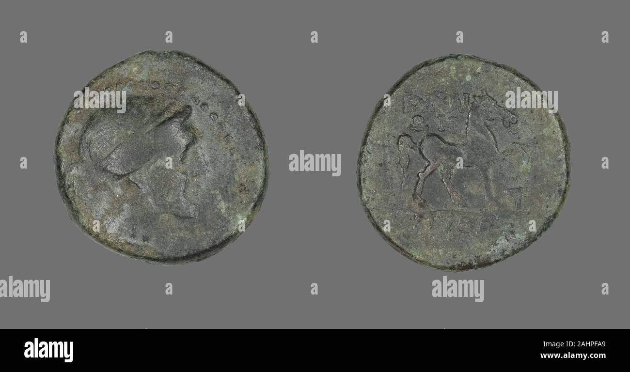 Ancient Greek. Coin Depicting the Amazon Cyme. 250 BC–190 BC. Ancient ...