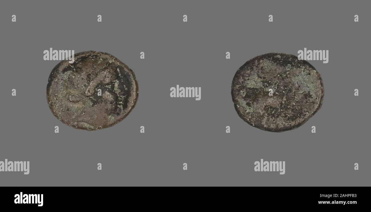 Ancient Greek. Coin Depicting the Amazon Cyme. 250 BC. Ancient Greece ...
