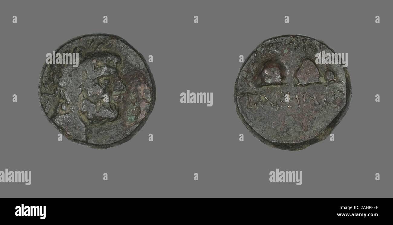 Ancient Greek. Coin Depicting the God Zeus. 100 BC–1 BC. Ancient Greece ...