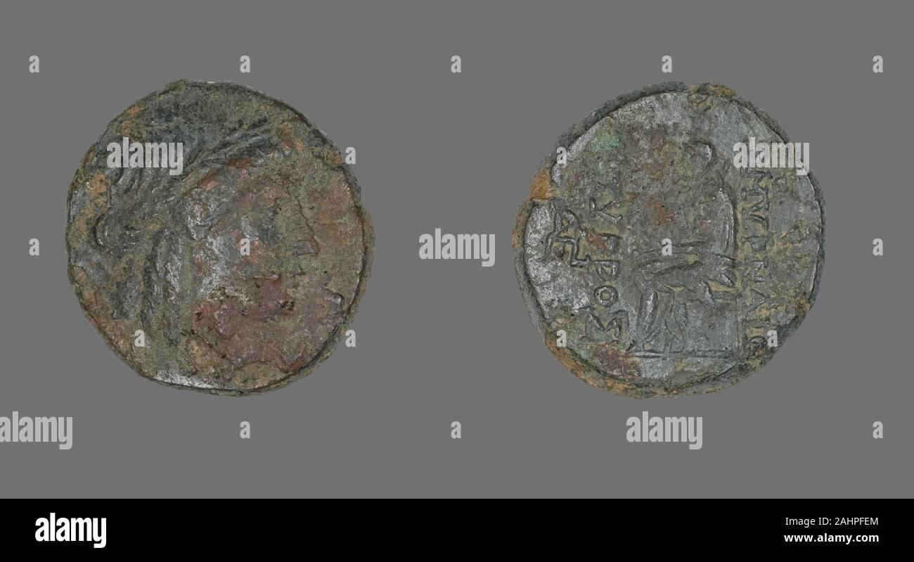 Ancient Greek. Coin Depicting the God Apollo. 200 BC–1 BC. Izmir ...