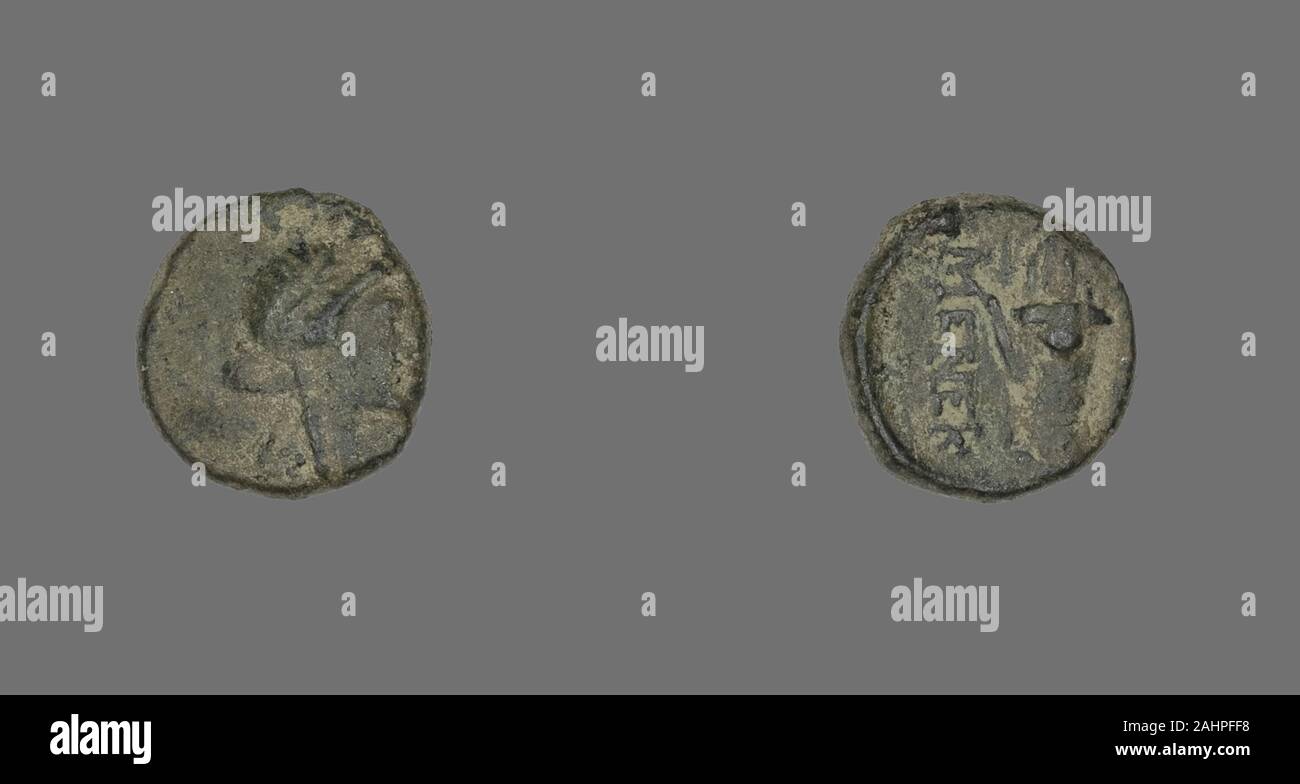 Ancient Greek. Coin Depicting a Female Head. Ancient Greece. Bronze ...