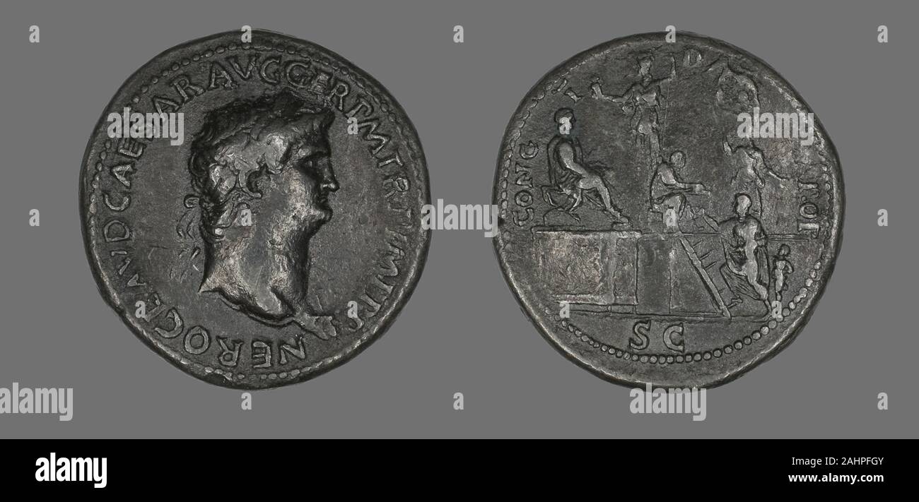 Ancient Roman. Coin Portraying Emperor Nero. 54 AD–68 AD. Roman Empire ...