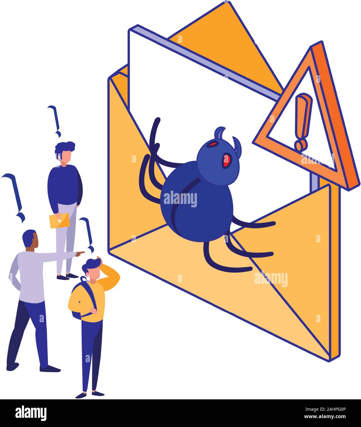 Envelope and men design of Security system warning protection danger ...