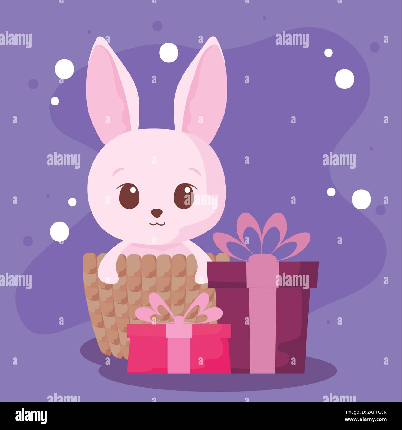 Cute rabbit cartoon with gifts design, Animal zoo life nature character ...