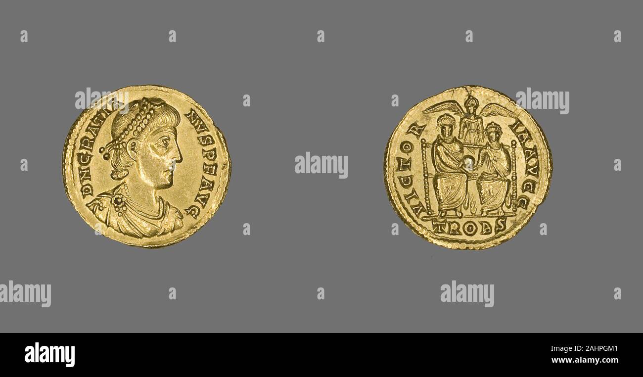 Ancient Roman. Solidus (Coin) Portraying Emperor Gratian. 375 AD–378 AD ...