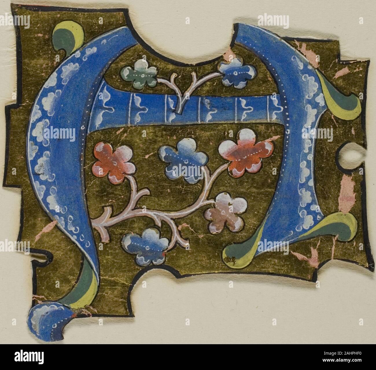 Decorated Initial A in Blue with Leaves from a Manuscript. 1301–1400 ...